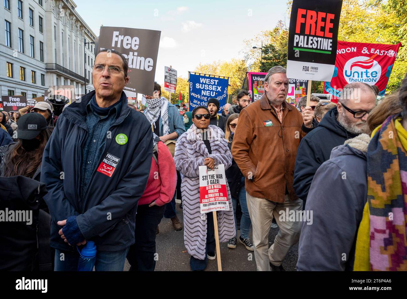 Mixed protestors agains the war on Gaza with placards "Free Palestine ...