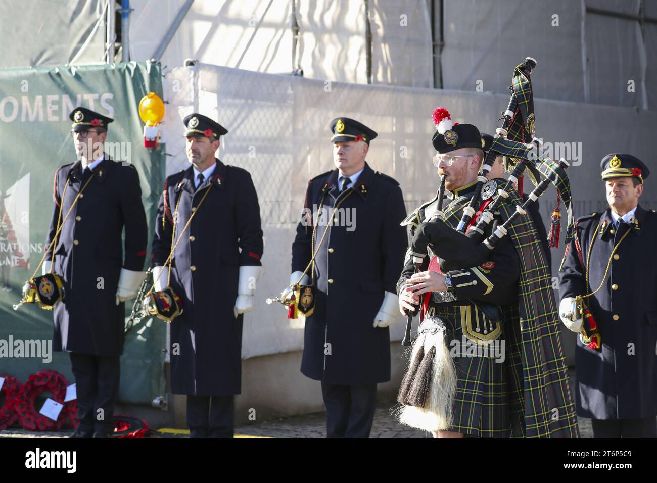 A bagpipe player in traditional Scottish attire pictured during the ...