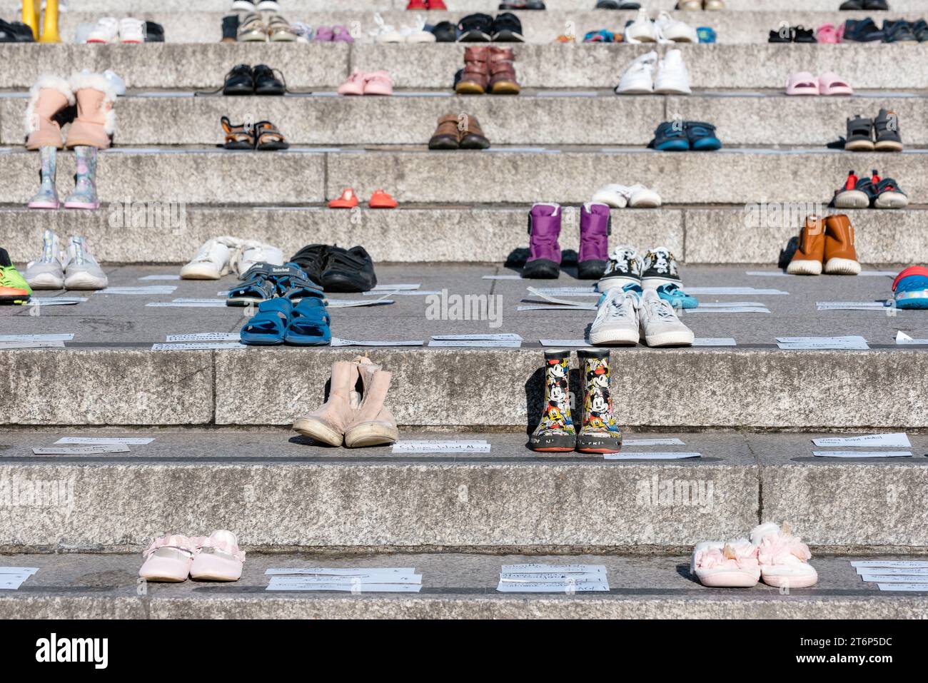 London, UK. 11 November 2023. Extinction Rebellion Families placed ...
