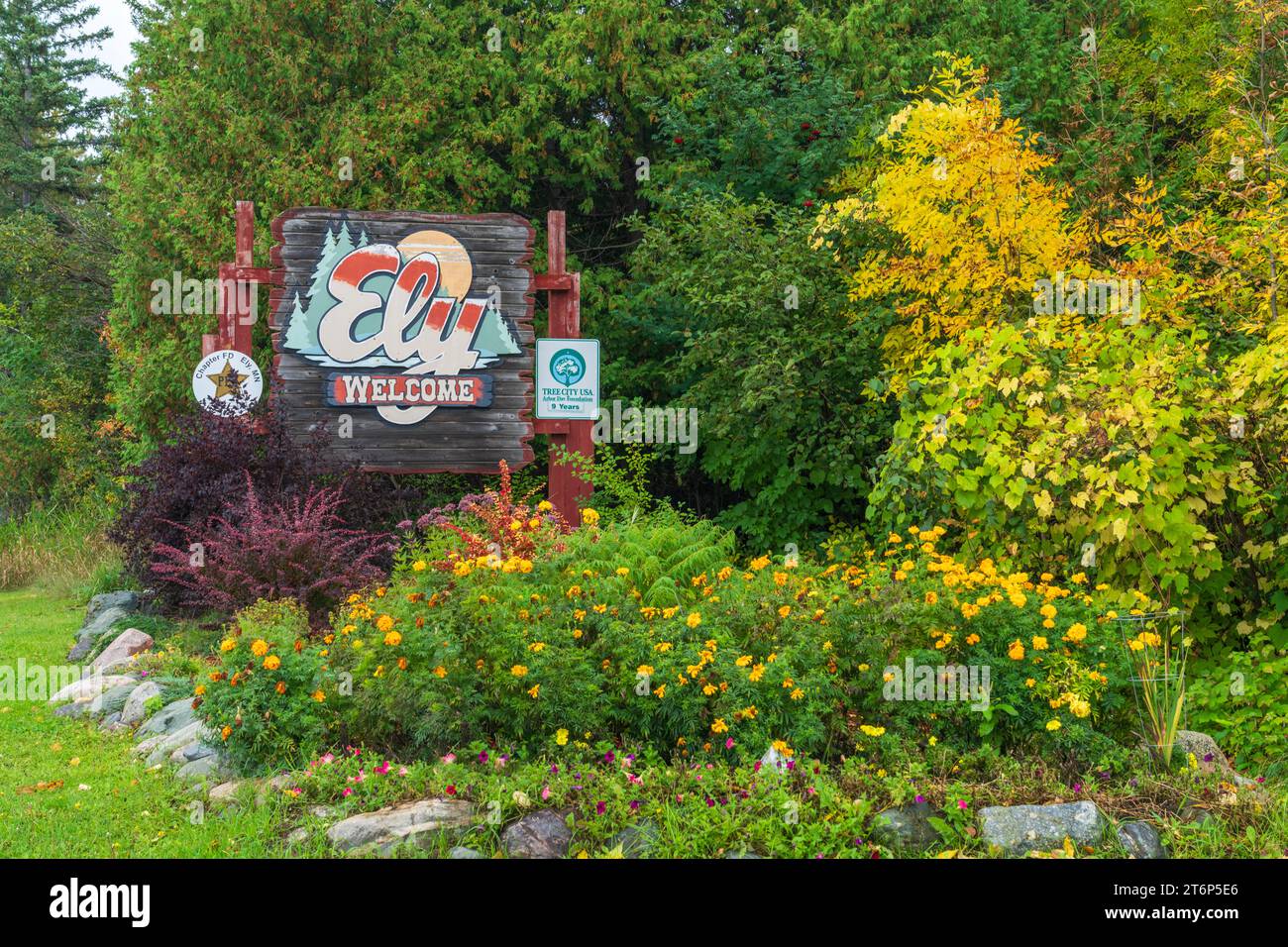 The welcome sign for Ely, Minnesota, USA Stock Photo - Alamy
