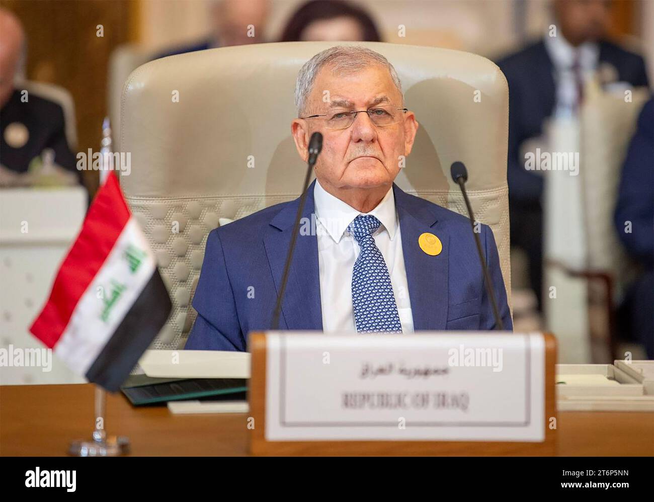 Iraqi President Abdul Latif Rashid attends an emergency meeting of the ...