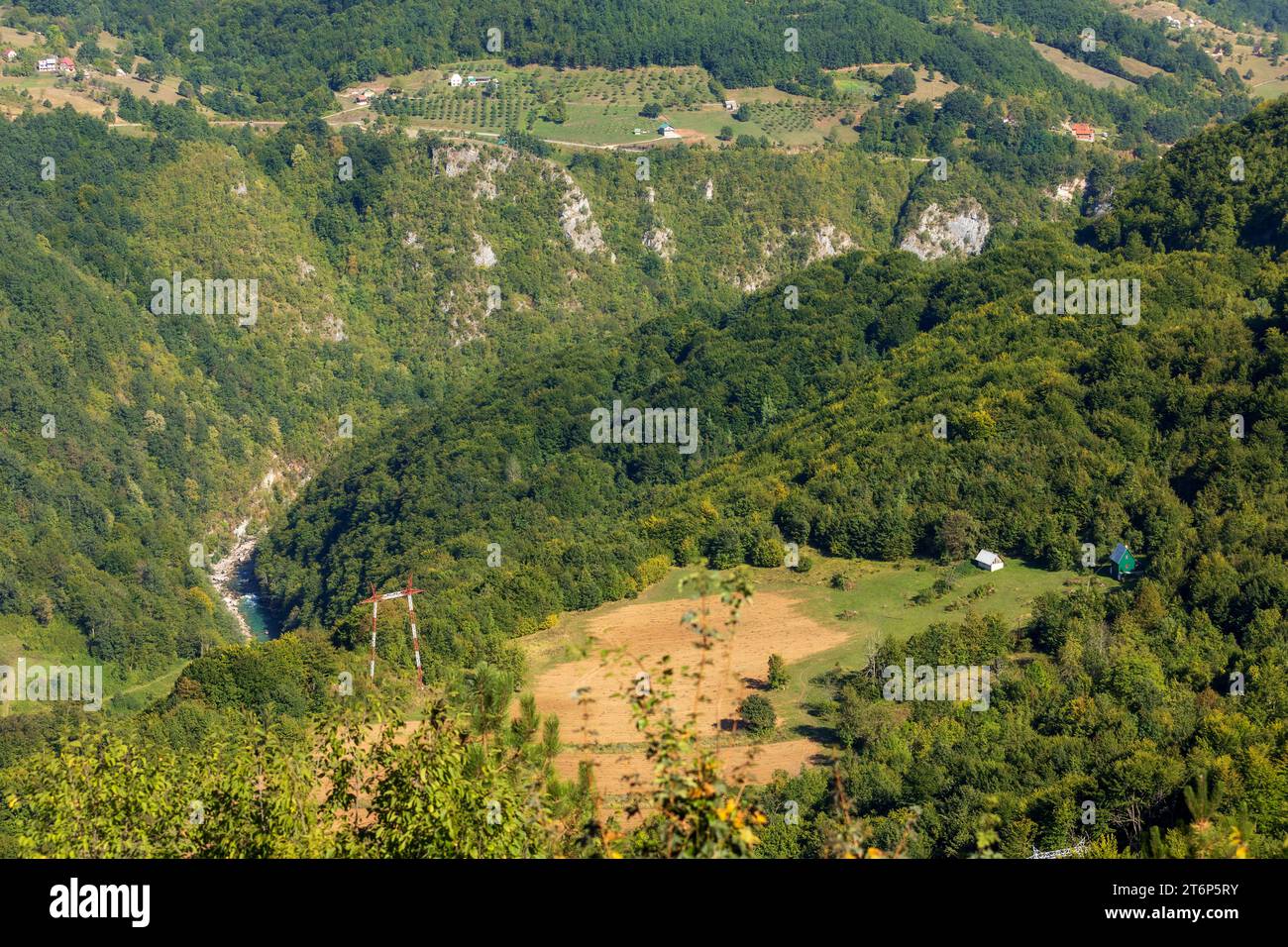 Durmitor mountains summer aerial view, National Park, Montenegro. Green ...