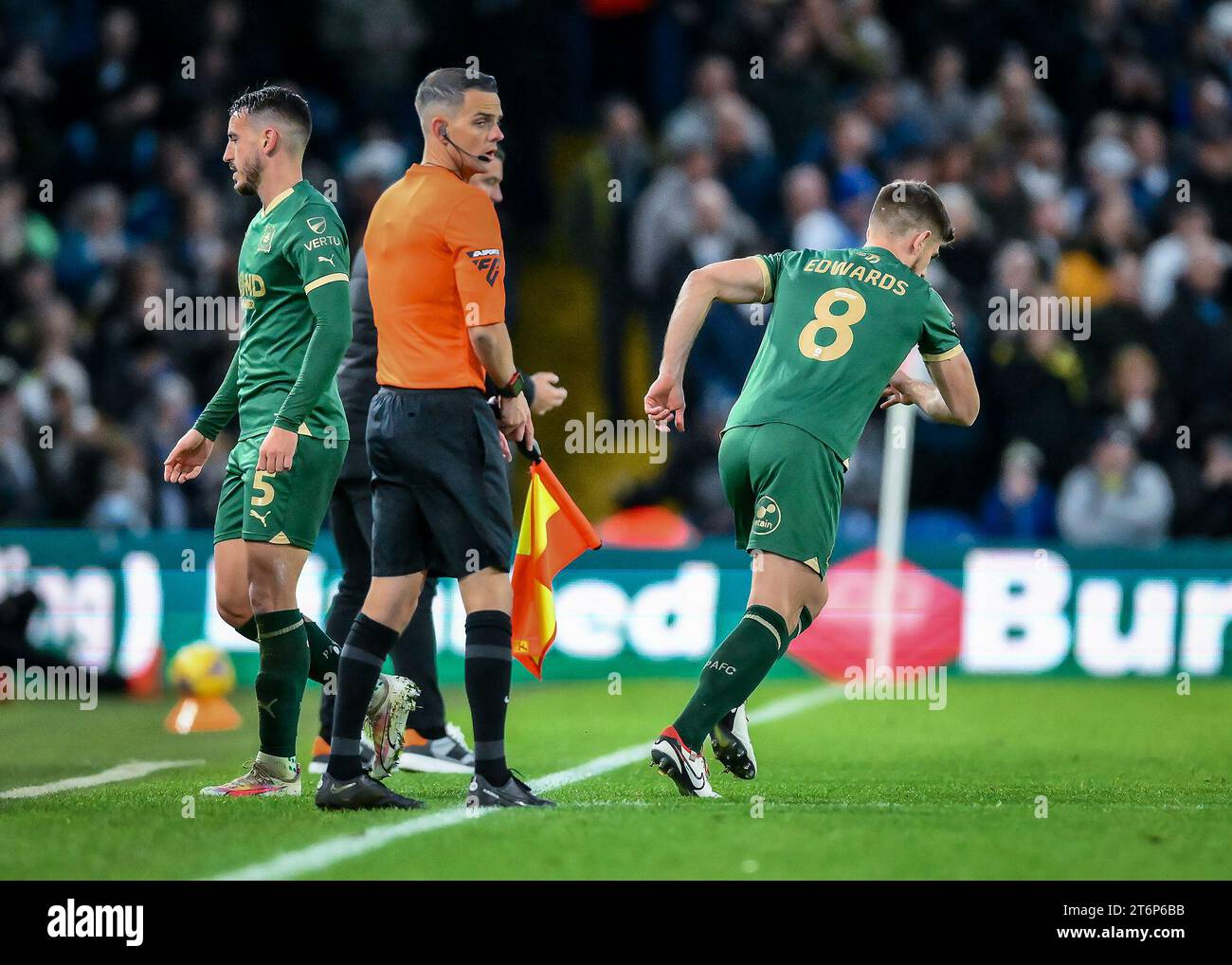 Joe Edwards #8 of Plymouth Argyle on/for Julio Pleguezuelo #5 of ...