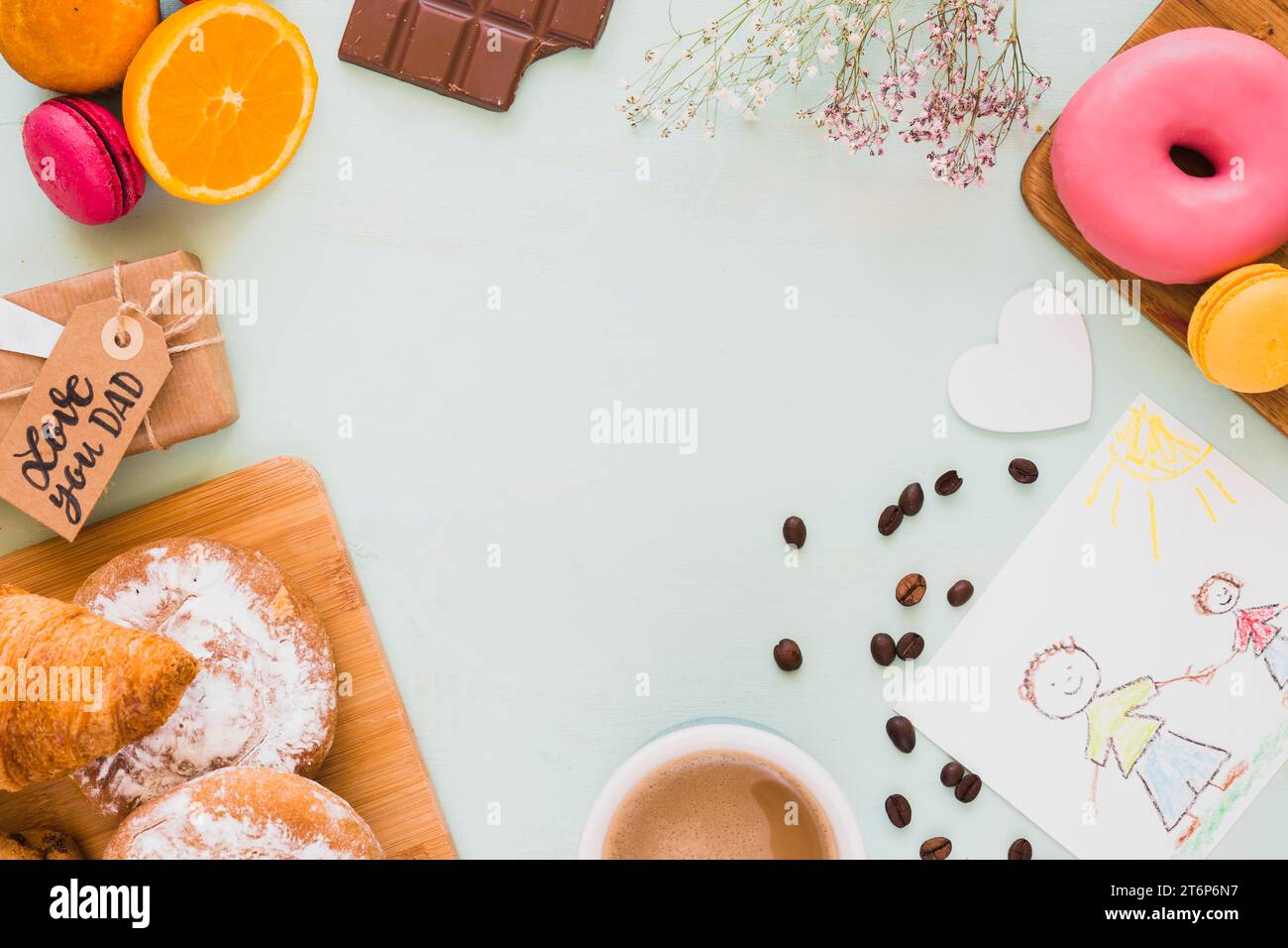 Border from cute picture food breakfast Stock Photo - Alamy