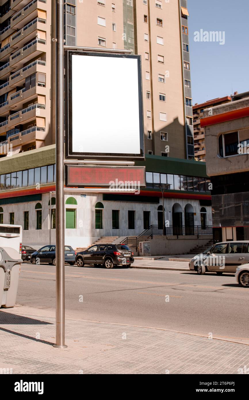 Blank box billboard advertisement with pole stand street Stock Photo ...