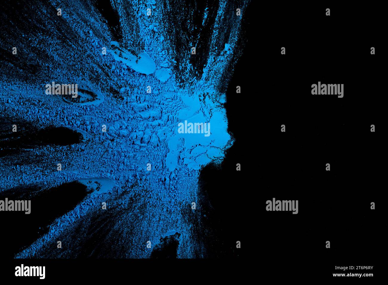 Blue color splash dark background with copy space text Stock Photo - Alamy