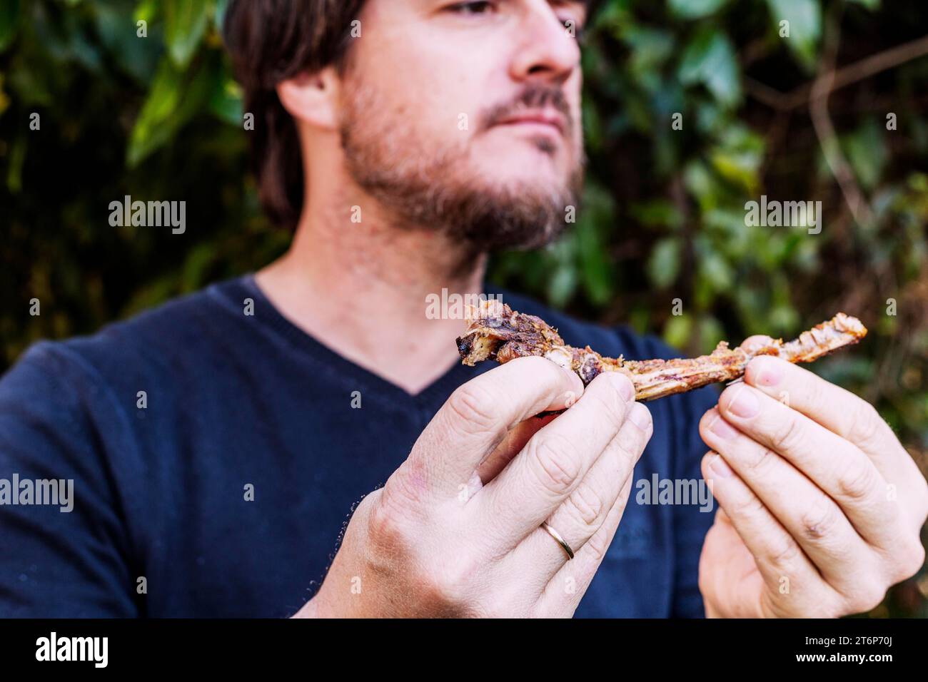 Attractive man eating steak hi-res stock photography and images - Alamy