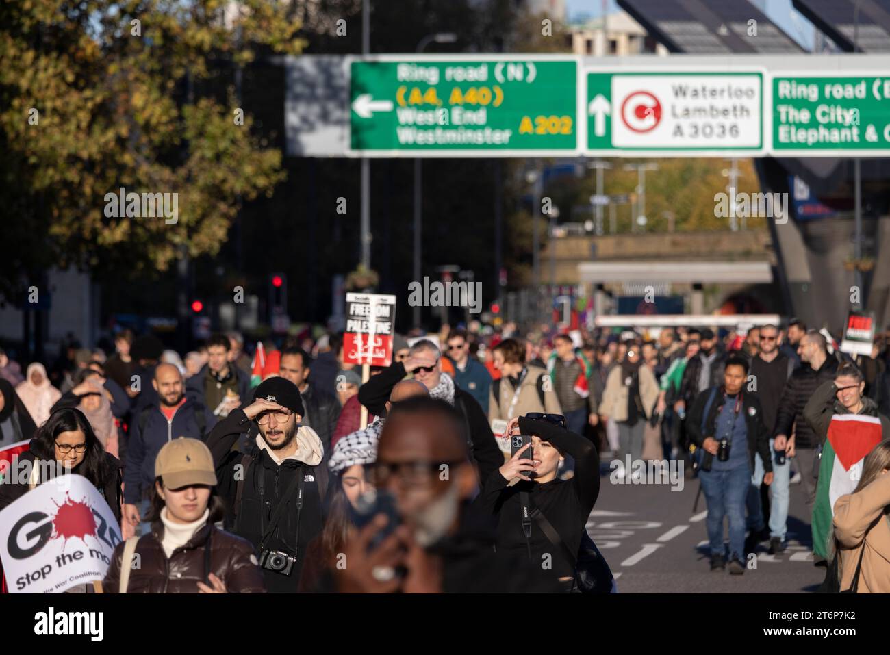 Pro Palestinian protest march at Vauxhall, central London, on Armistice ...