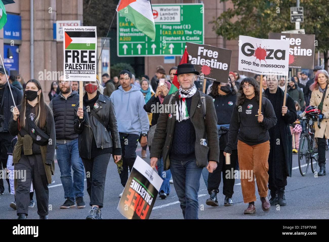Pro Palestinian protest march at Vauxhall, central London, on Armistice ...