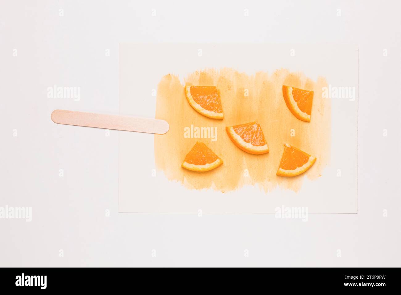 Orange quarters ice cream stick watercolor splash Stock Photo - Alamy