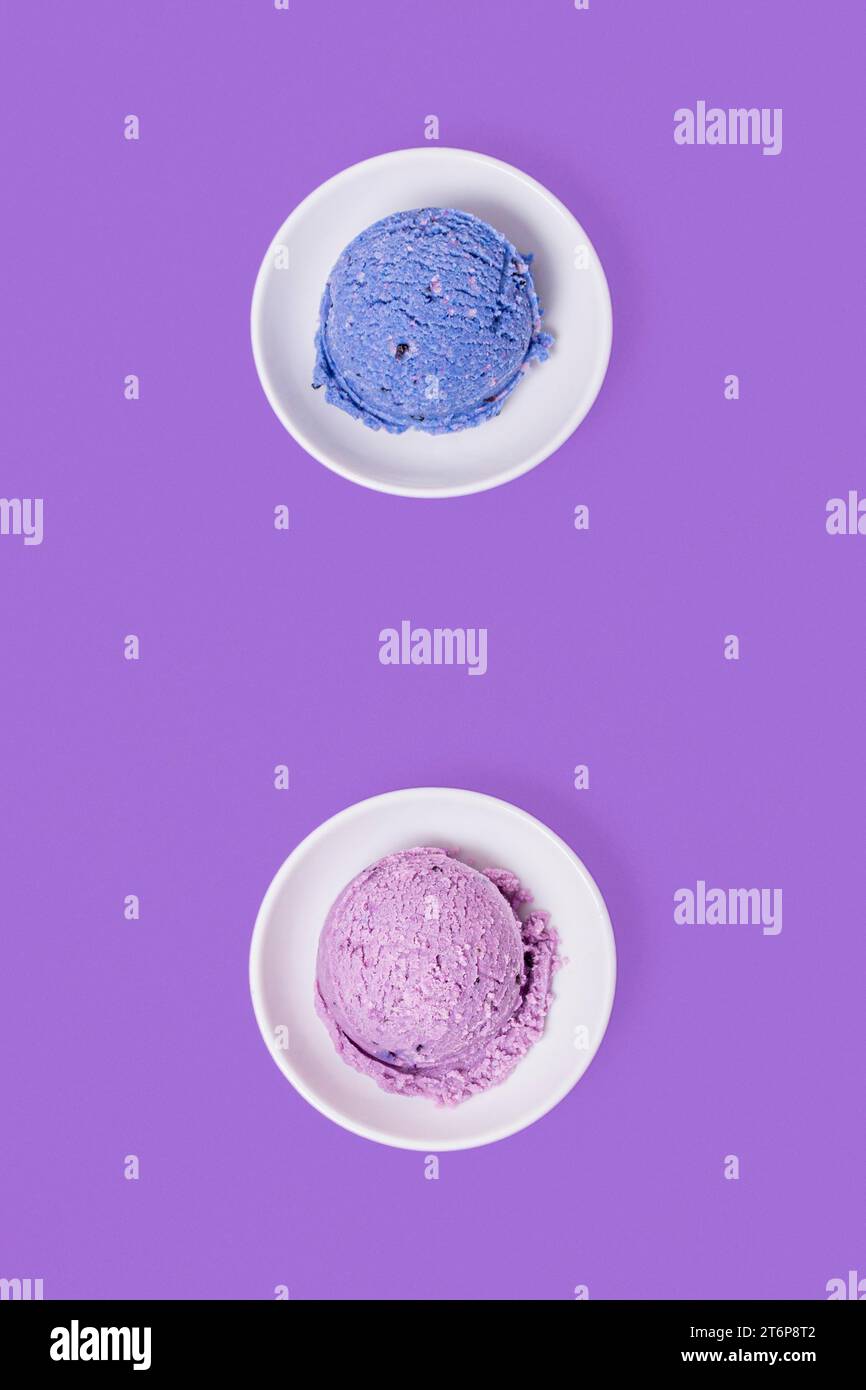 Minimalist blue violet scoops ice cream Stock Photo - Alamy