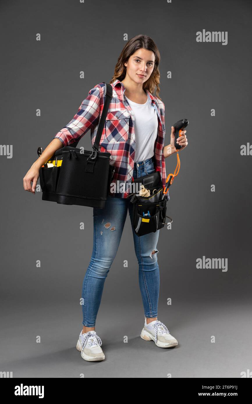 Portrait craft woman with tools 2 Stock Photo - Alamy