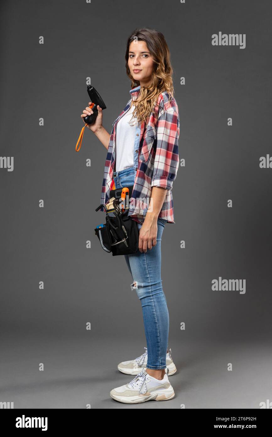 Portrait craft woman with tools 4 Stock Photo - Alamy
