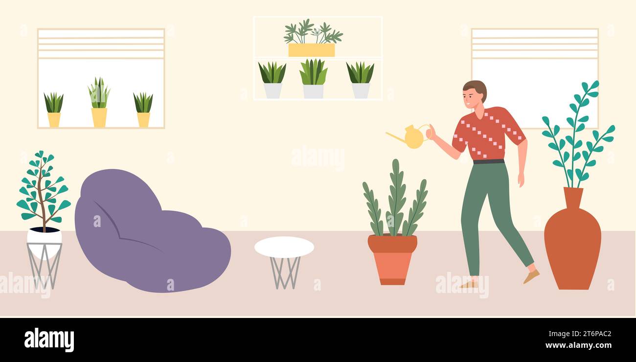 Washing pot plants Stock Vector Images - Alamy