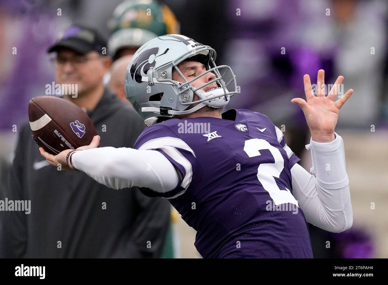 Kansas State quarterback Jake Rubley throws before an NCAA college ...