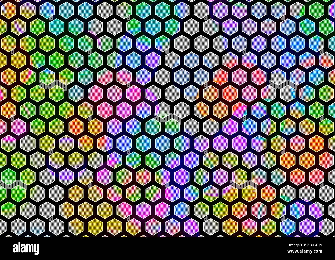 Modern abstract hexagonal pattern with black border and cells with ...