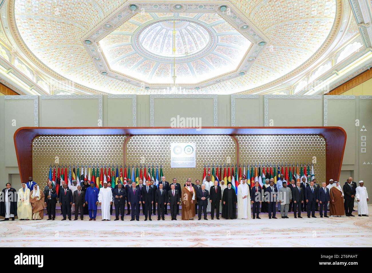 November 11, 2023, Riyadh, Saudi Arabia: Leaders standing for a group ...