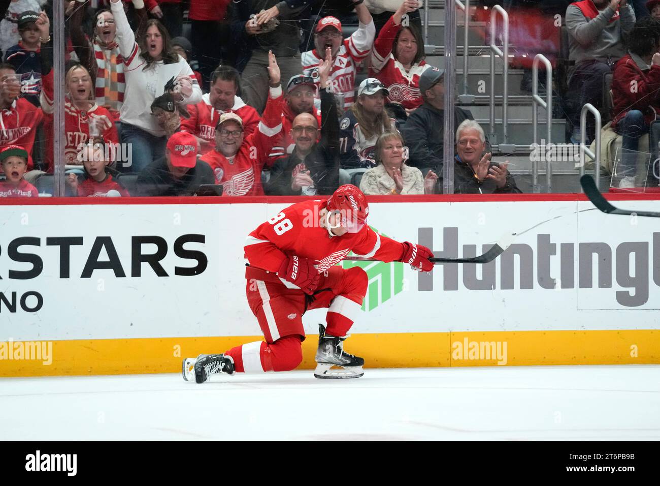 Detroit Red Wings right wing Daniel Sprong (88) celebrates his goal ...