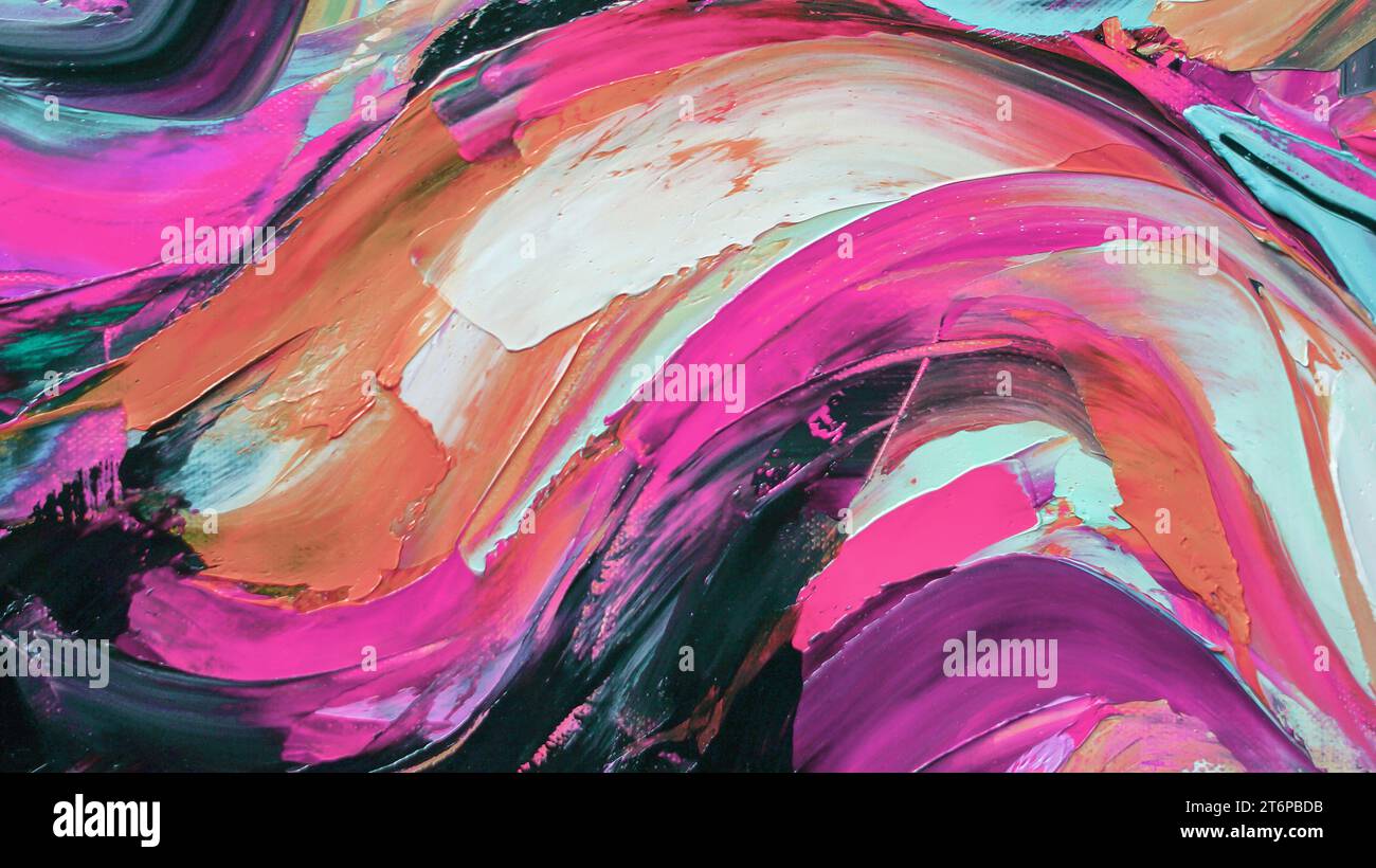 Closeup of a painting by oil and palette knife. Highly-textured, high ...