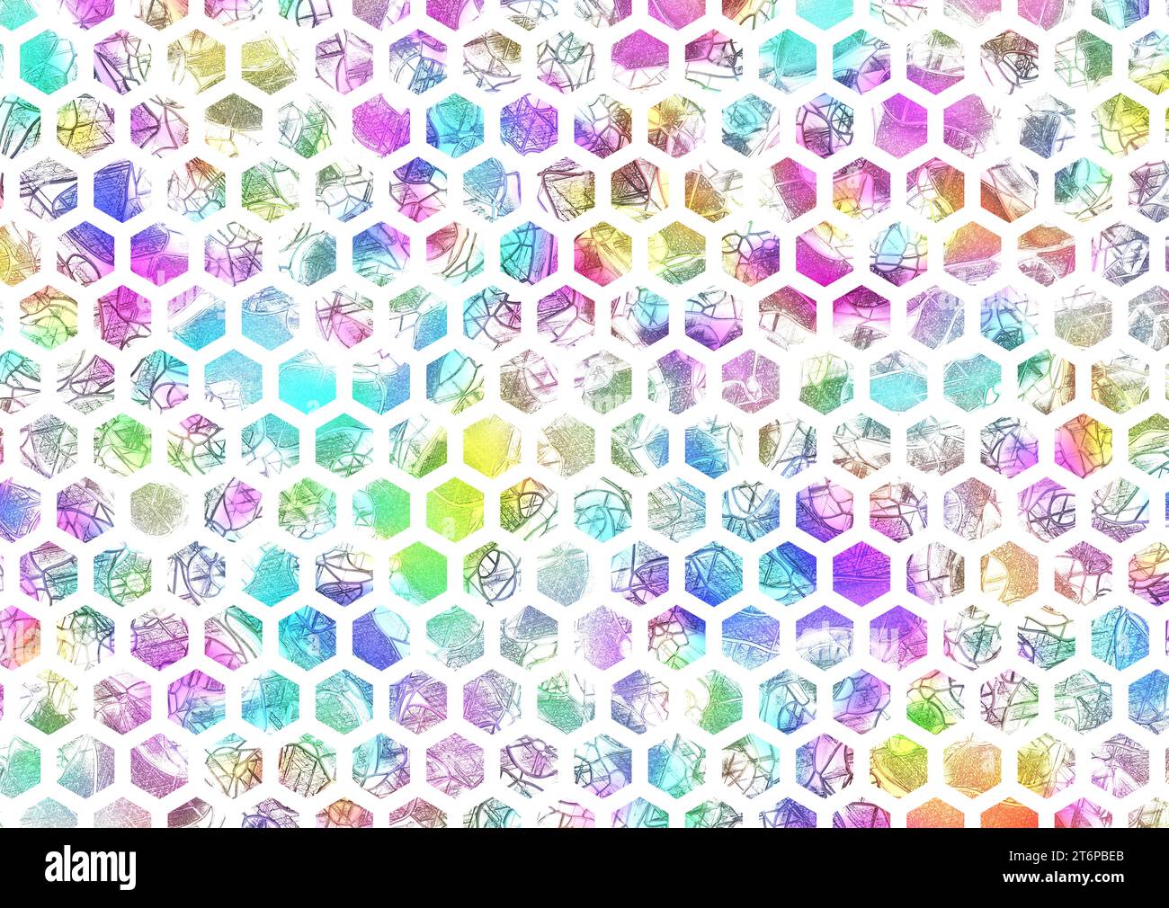 Hexagonal pattern of irregular shapes with relief and color with double ...