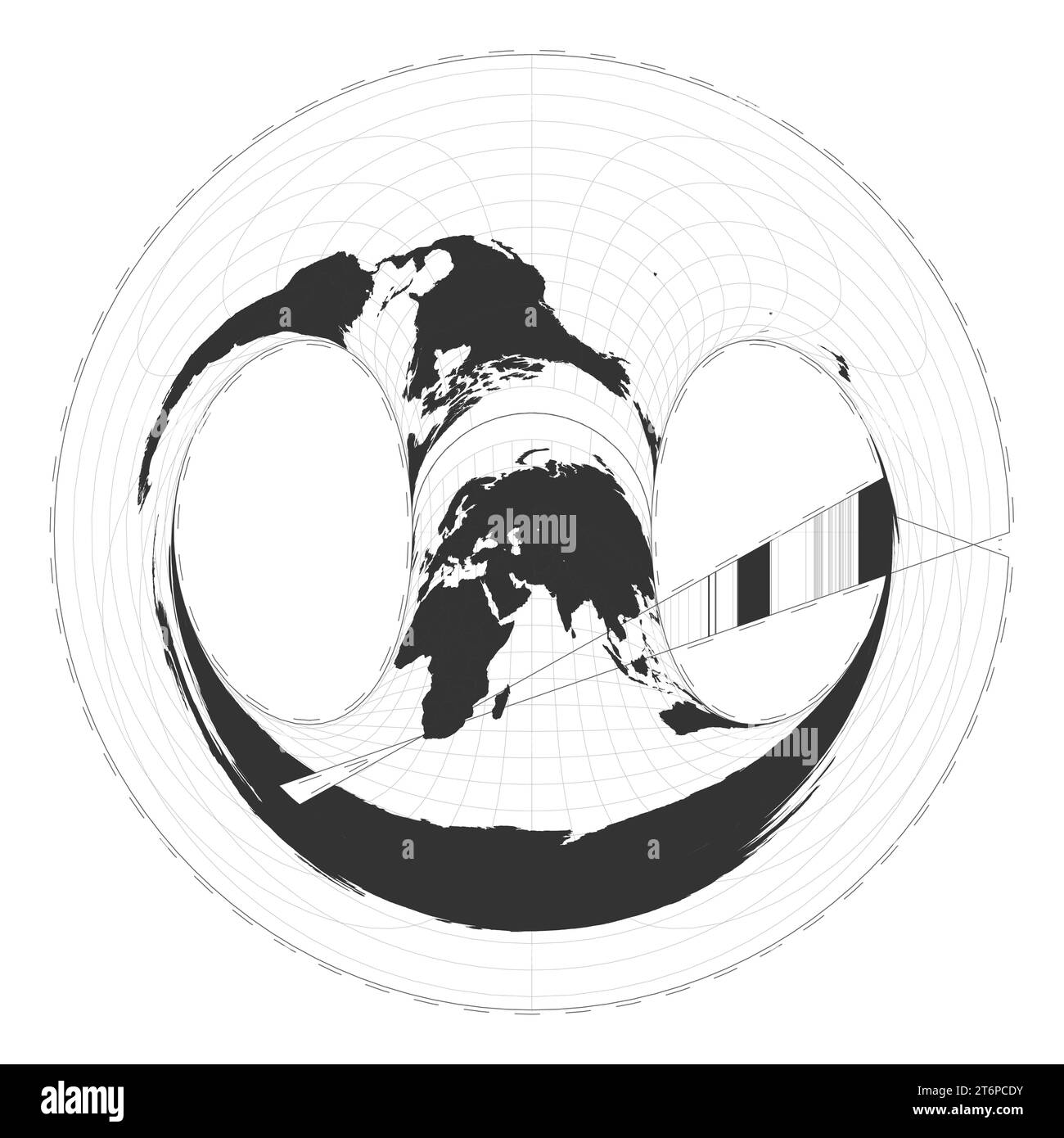 Vector world map. Hammer retroazimuthal projection. Plain world ...