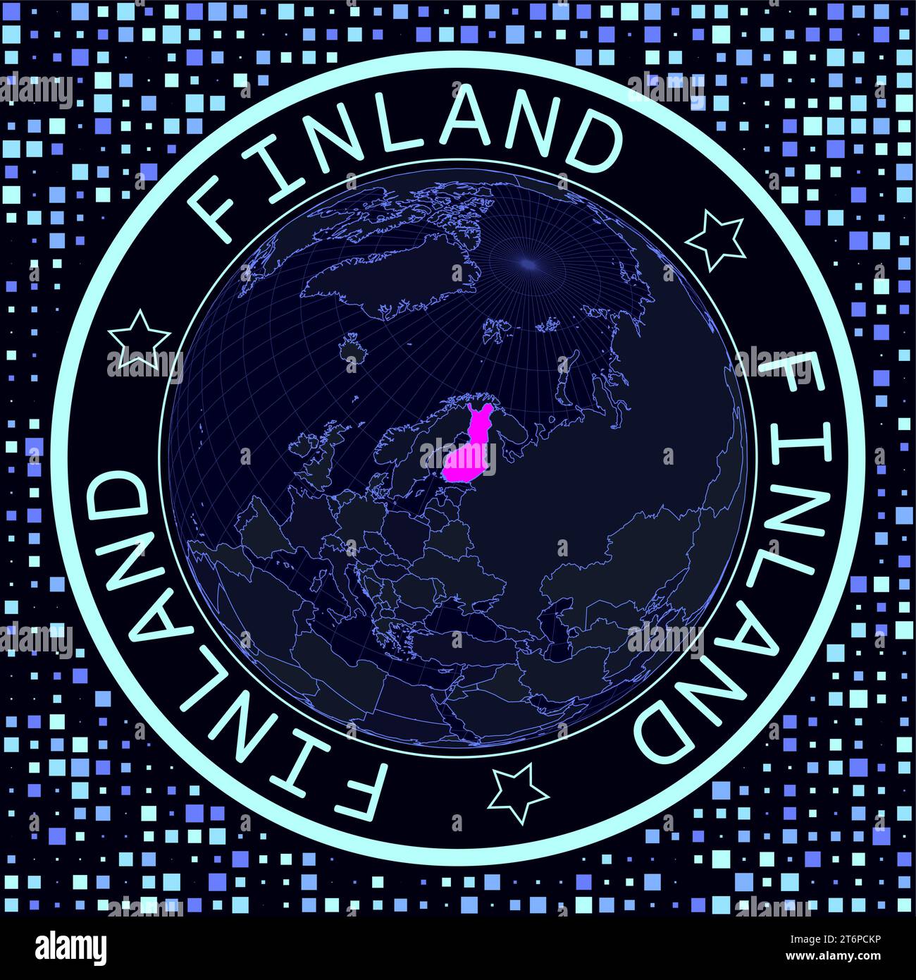 Finland on globe vector. Futuristic satellite view of the world ...