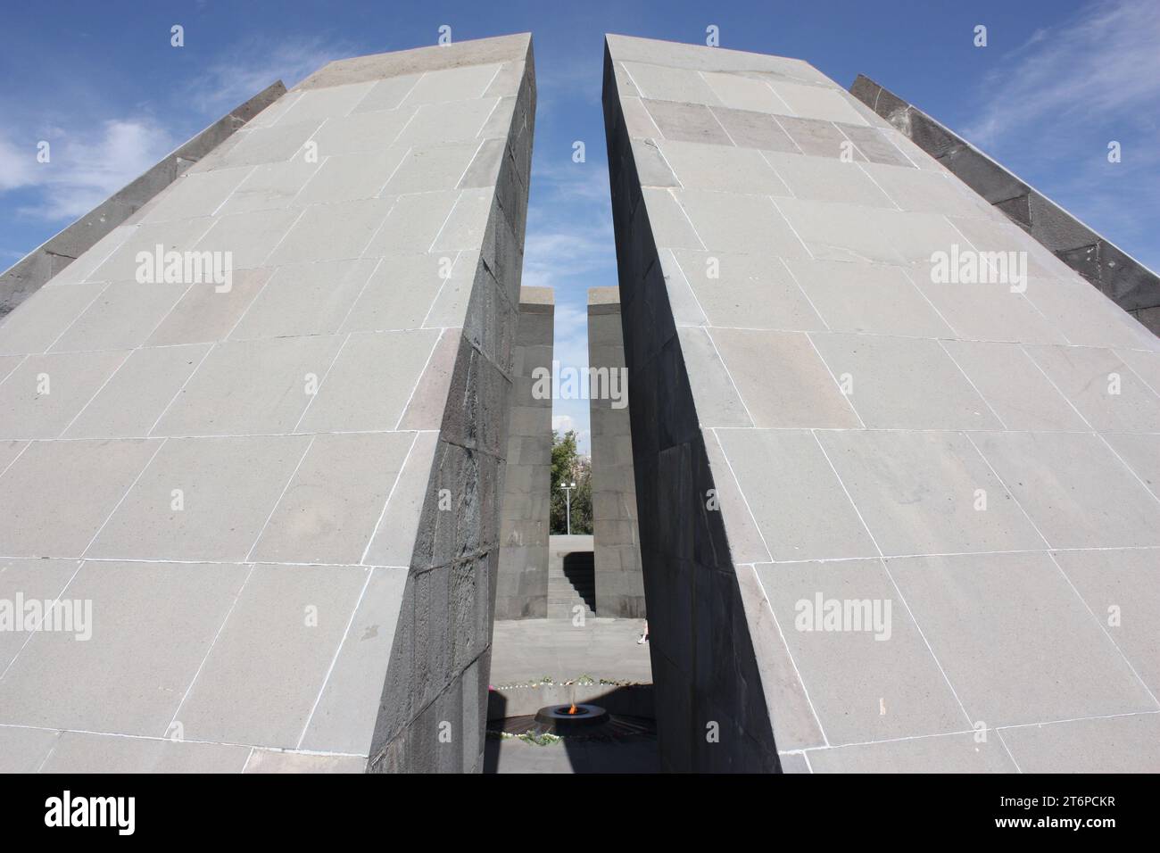 The eternal flame at the Tsitsernakaberd Armenian Genocide Memorial ...