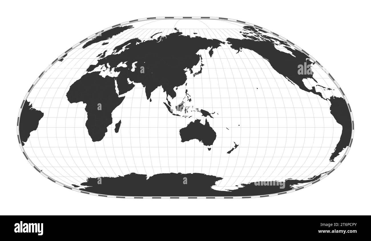 Vector world map. Loximuthal projection. Plain world geographical map ...