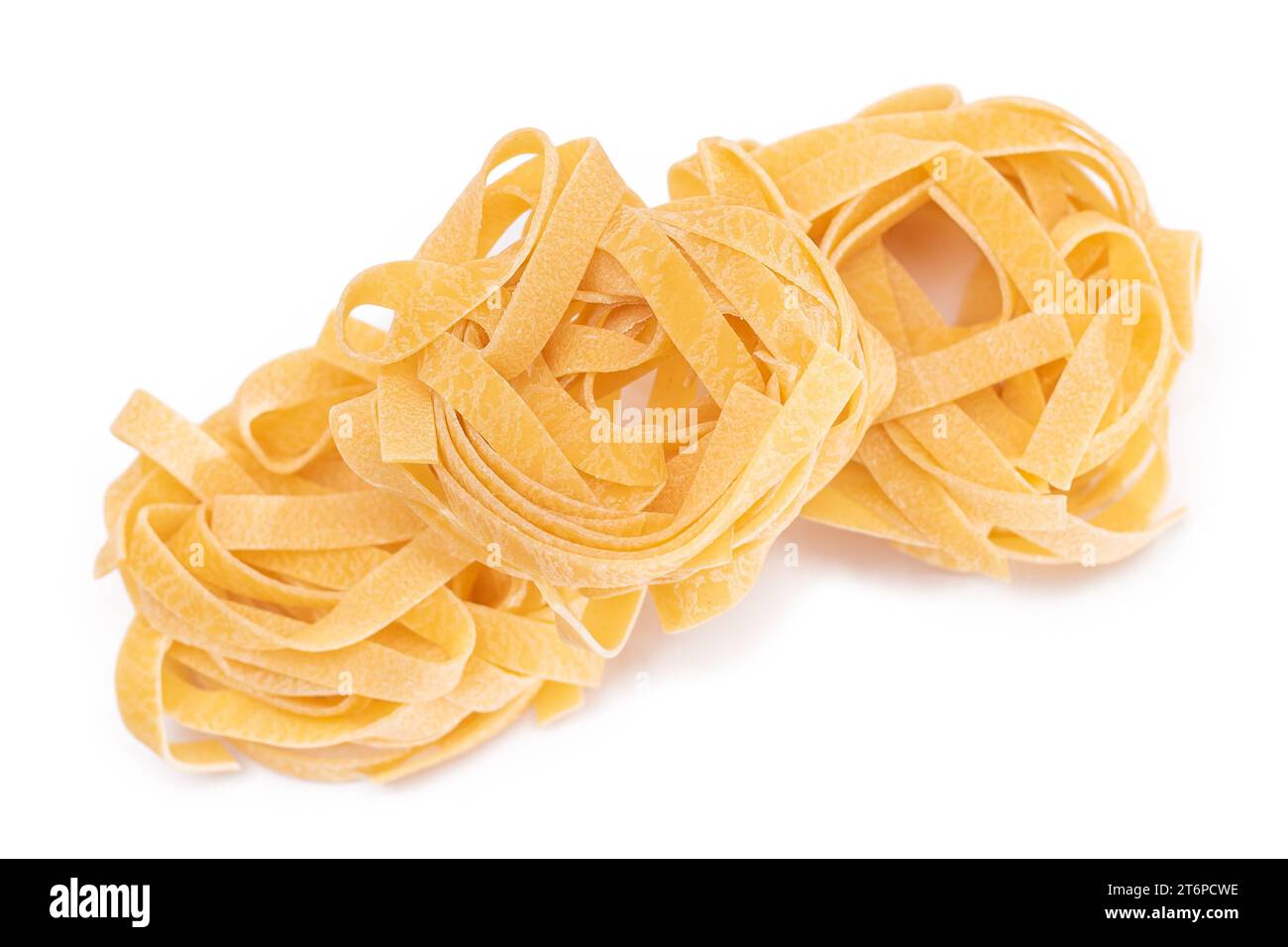 Three Classic Italian Raw Egg Fettuccine - Isolated on White Background ...
