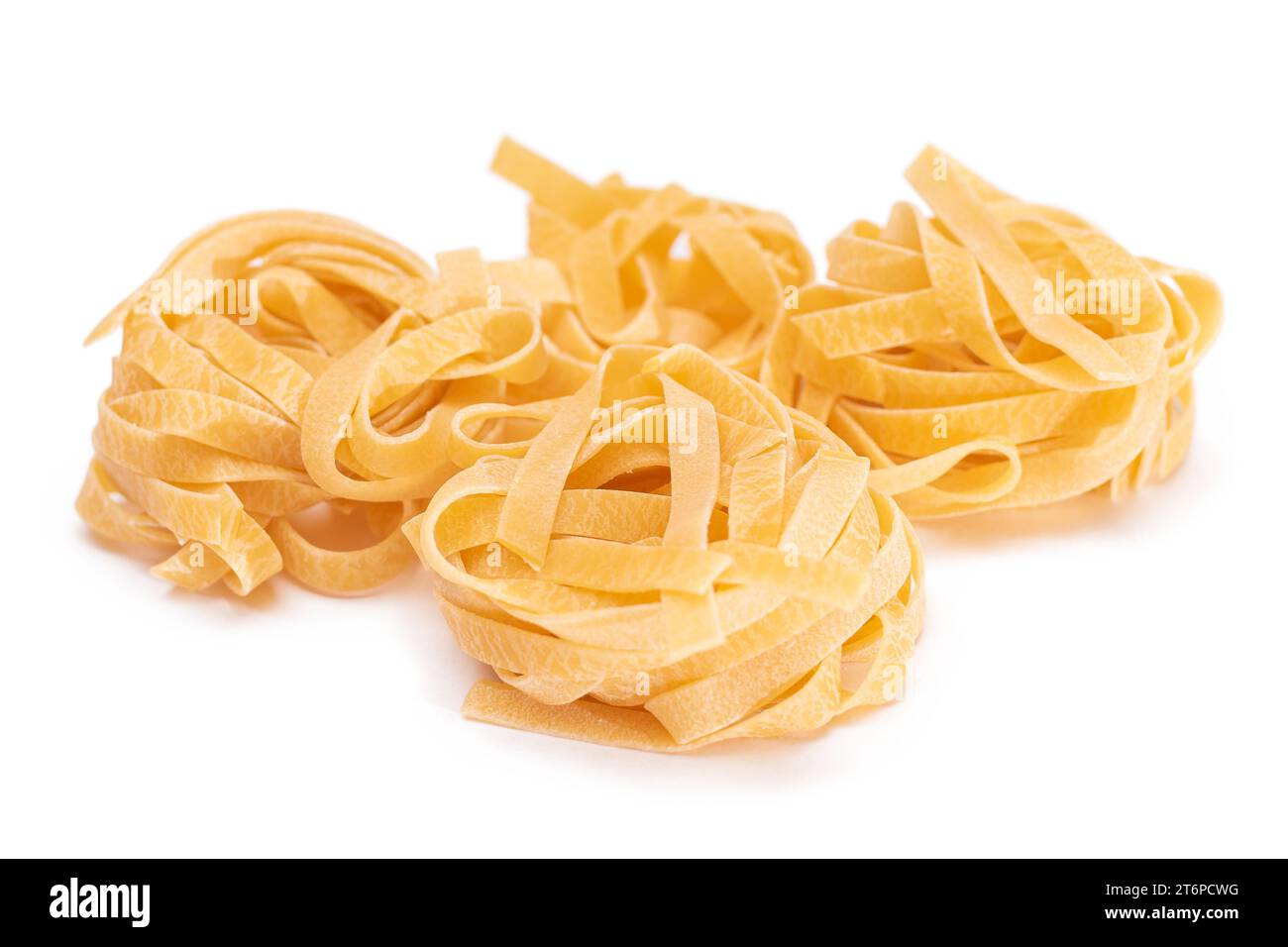 Four Classic Italian Raw Egg Fettuccine - Isolated on White Background ...