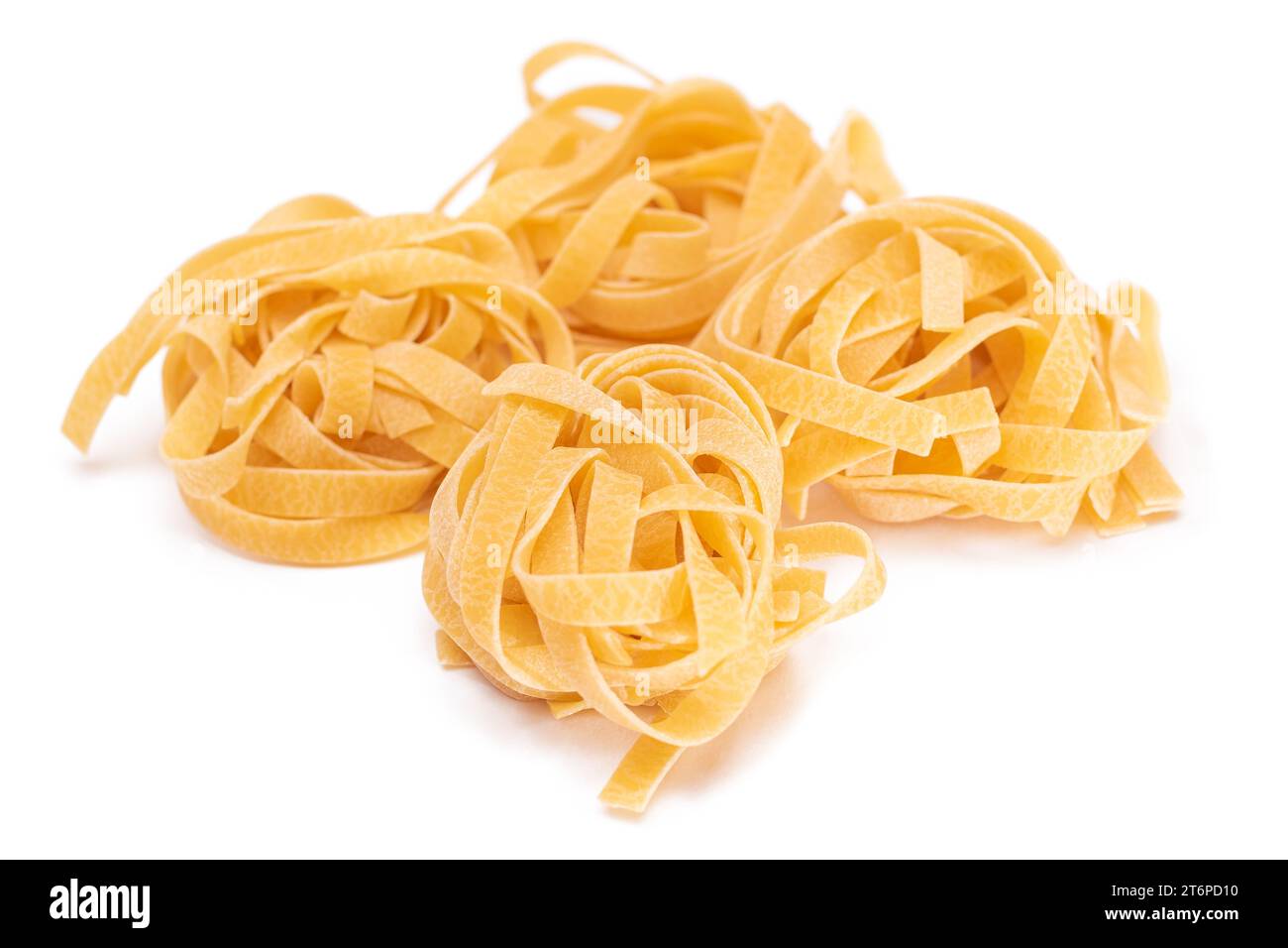 Four Classic Italian Raw Egg Fettuccine - Isolated on White Background ...
