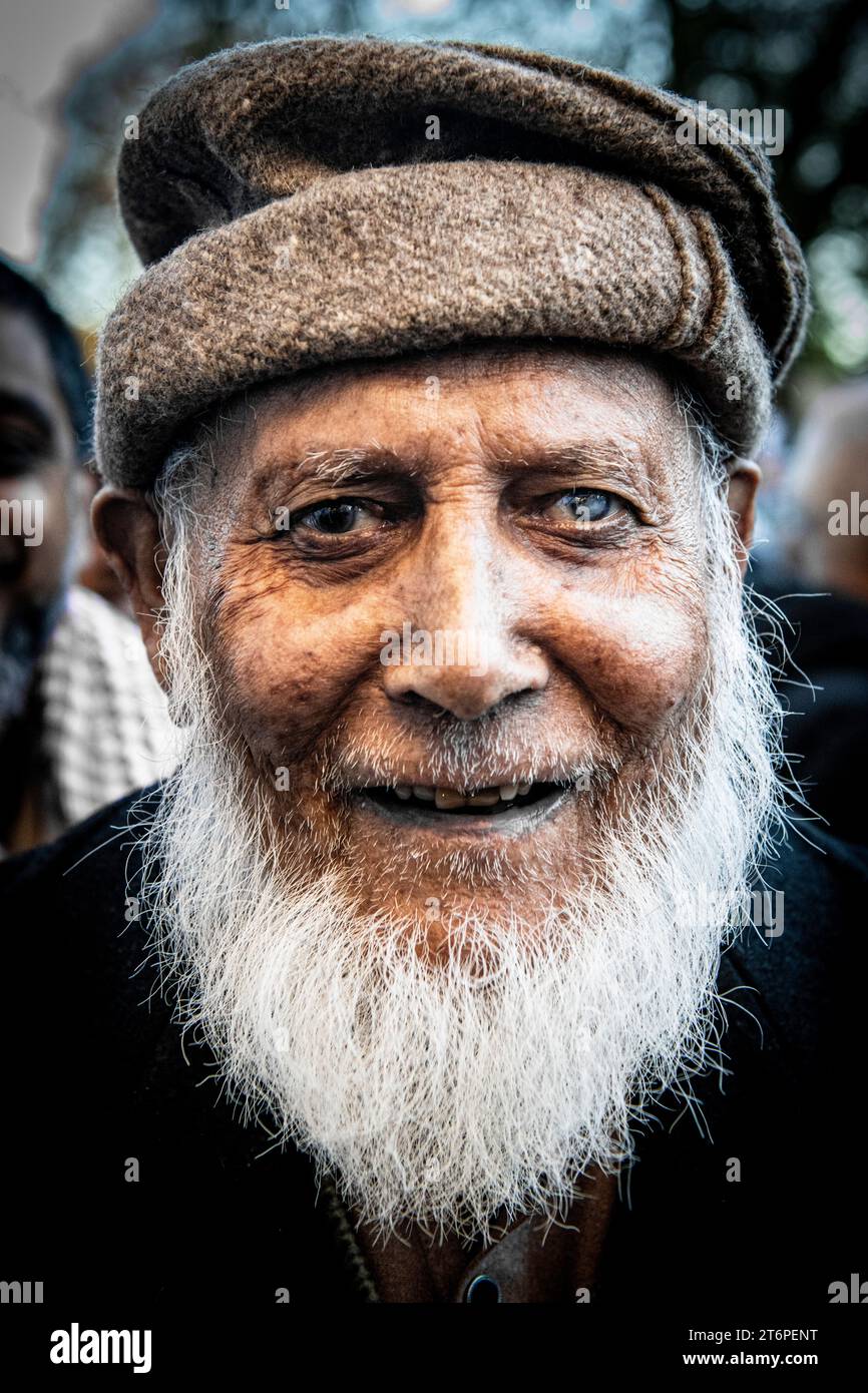 London, UK. 11 November, 2023. An elderly Palestinian man - one of the ...