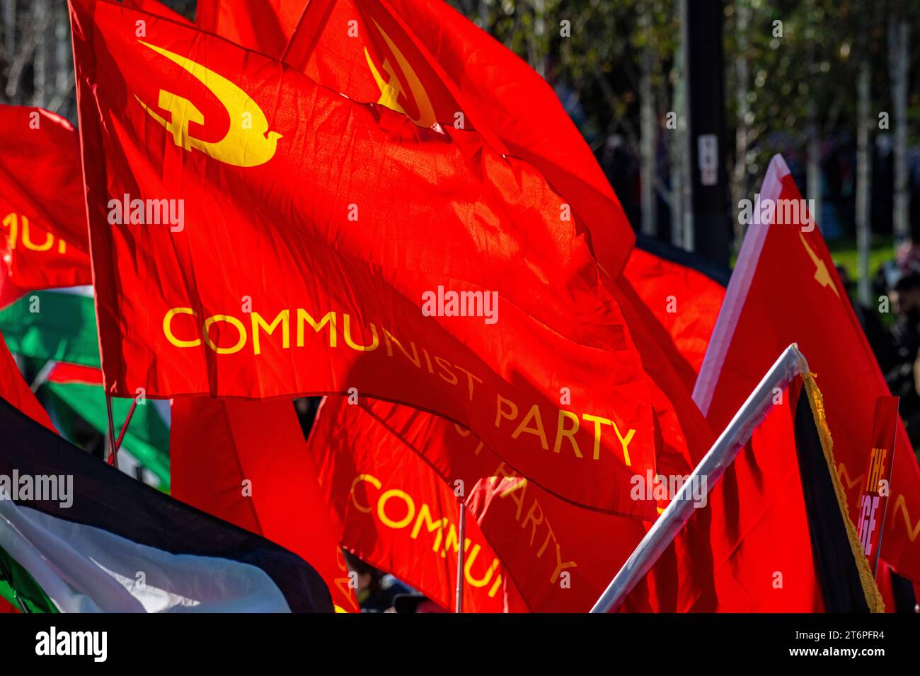 London, UK. 11 November, 2023. The Communist party amongst hundreds of ...