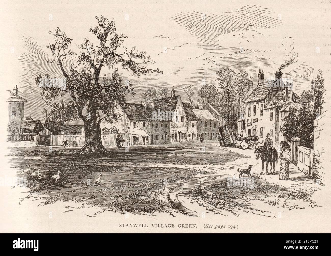 Engraving of Stanwell Village Green from the book: “Greater London ...