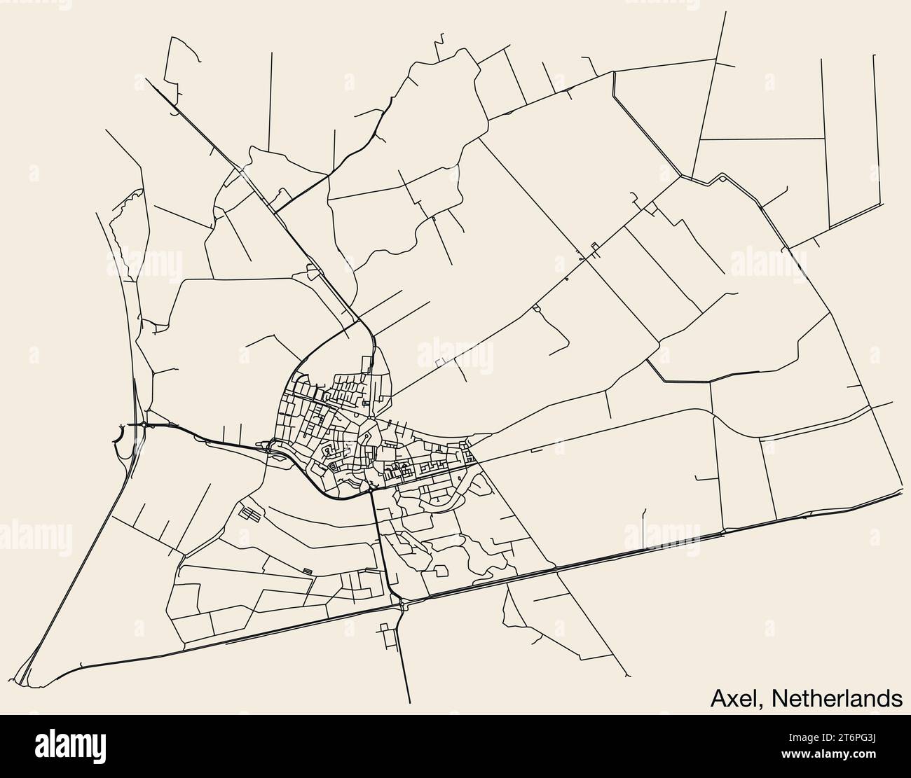 Street roads map of AXEL, NETHERLANDS Stock Vector Image & Art - Alamy