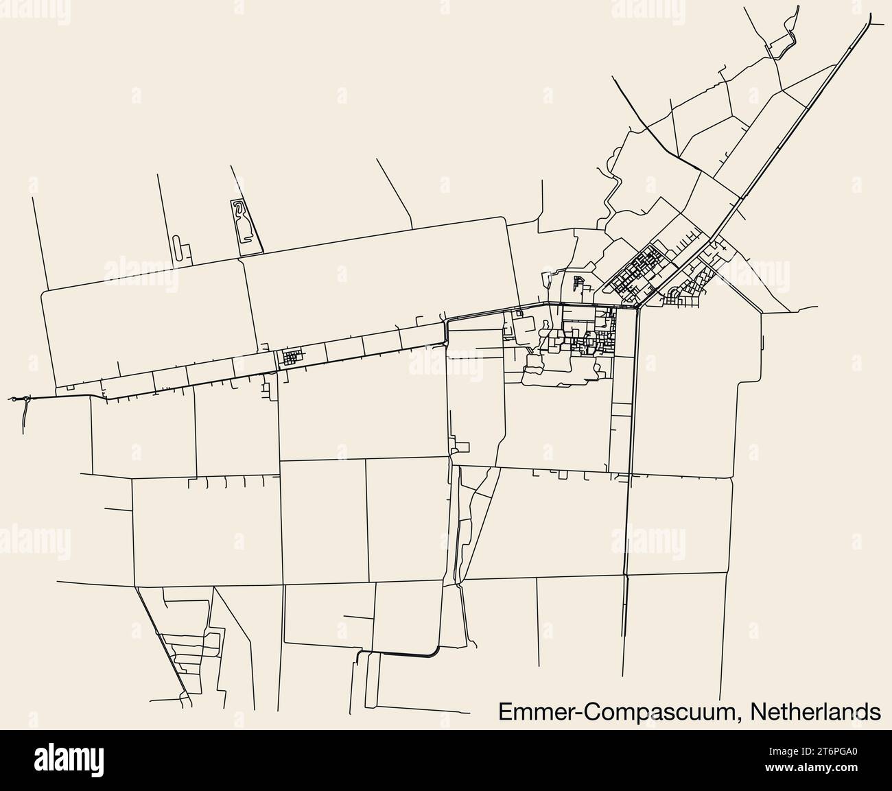 Street roads map of EMMER-COMPASCUUM, NETHERLANDS Stock Vector Image ...