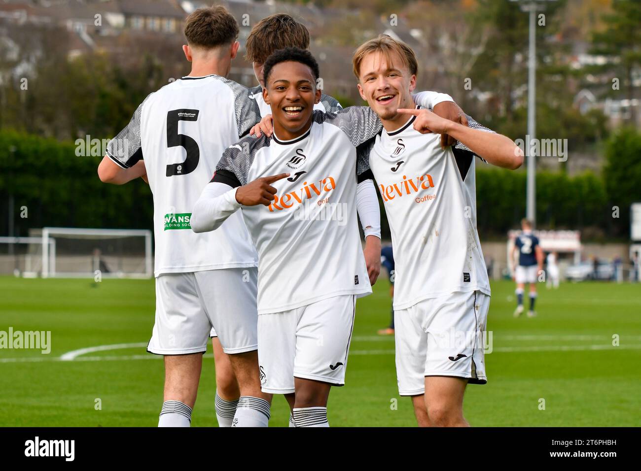 Swansea, Wales. 11 November 2023. Rohan Davies of Swansea City (right ...