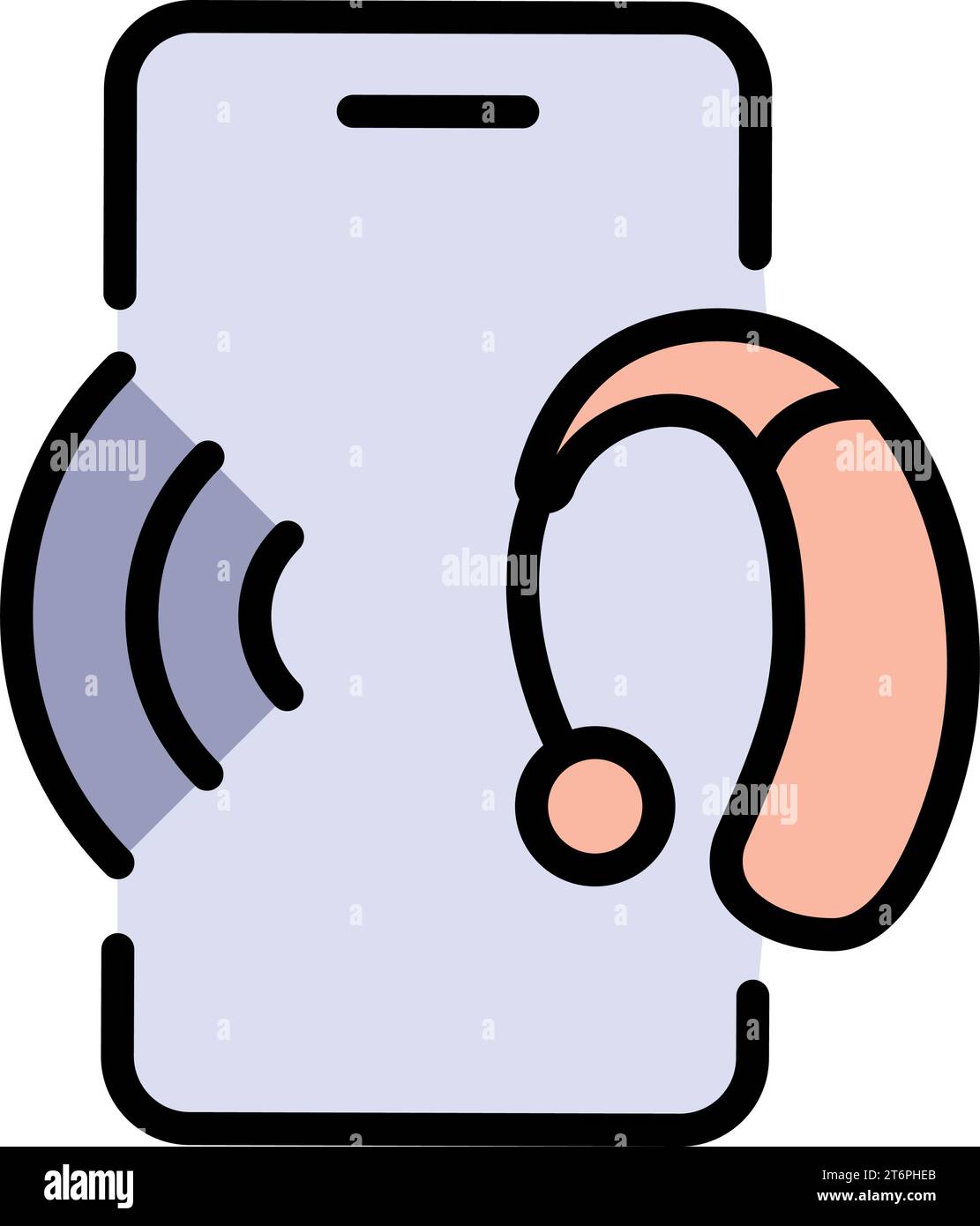 Hearing aid control from the smartphone, color icon. Hearing protection tool. Simple style sign ...