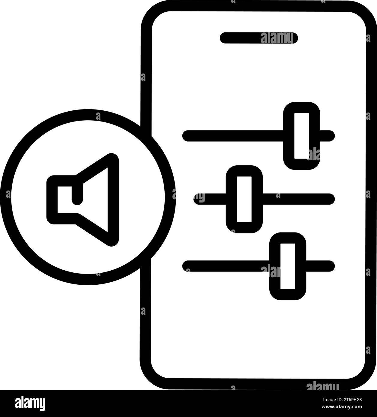 Sound outline icon. Adjustment button linear symbol. Media settings ...