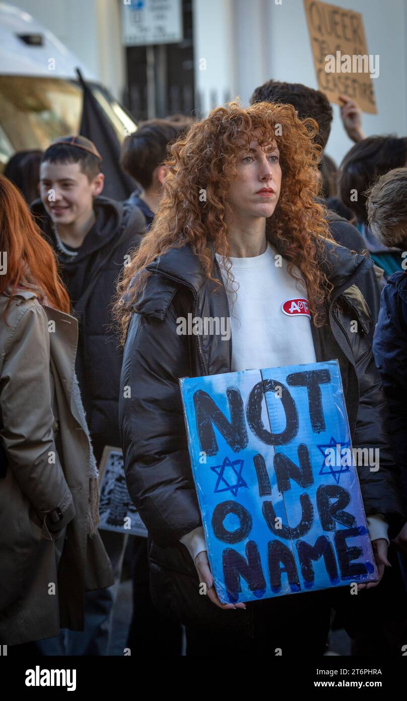 11th November 2023. London, UK. Jewish female holding sign "Not In Our ...