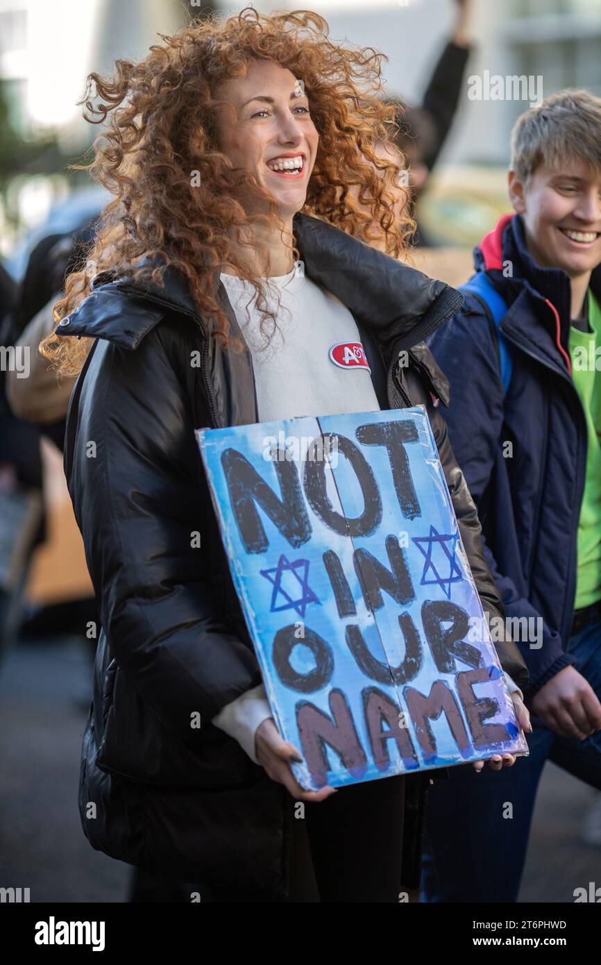 11th November 2023. London, UK. Jewish female holding sign "Not In Our ...