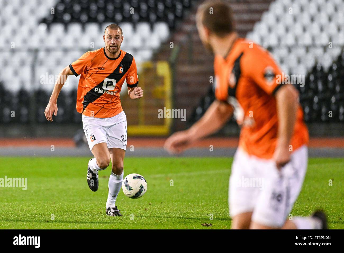 Kenneth Schuermans (23) of KMSK Deinze pictured during a soccer game ...