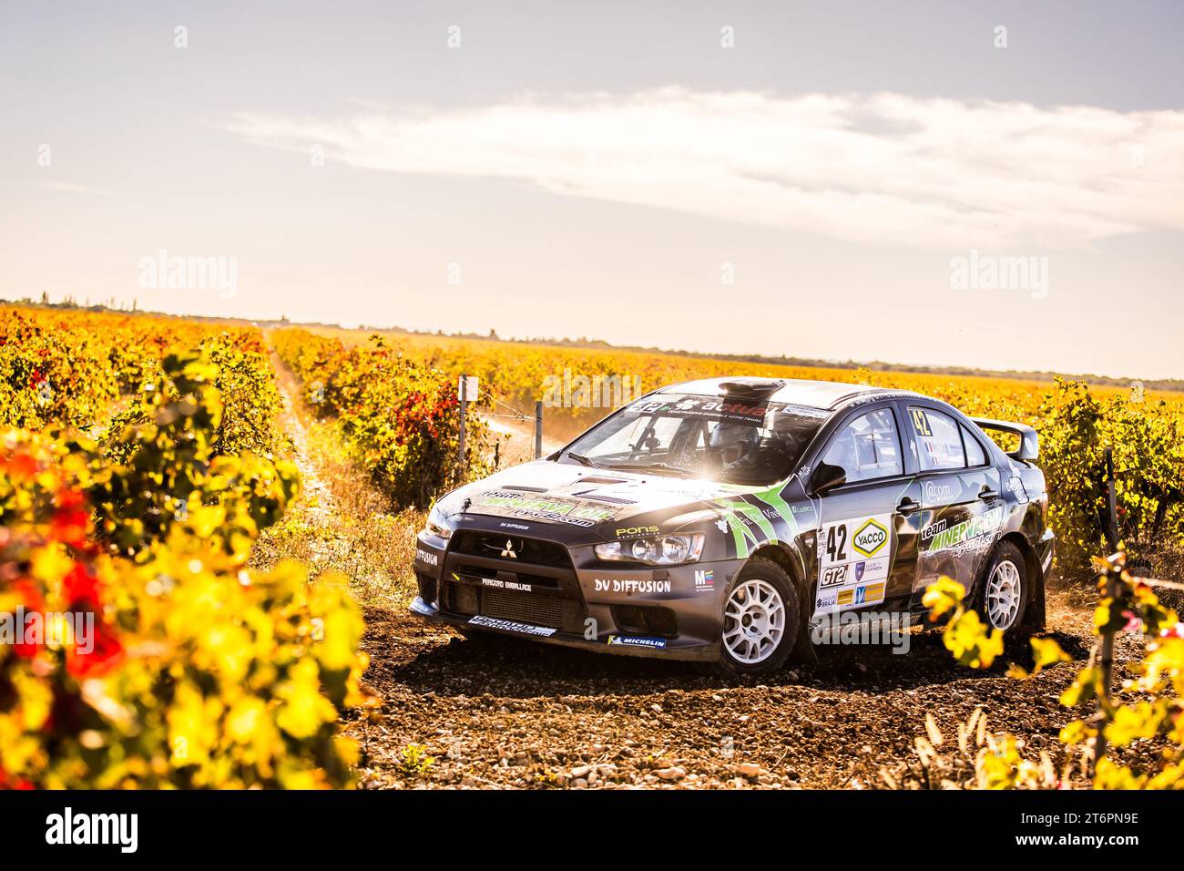 42 LOBRY Michael, PARADE Gaetan, Mitsubishi Lancer EVO X R4, action ...