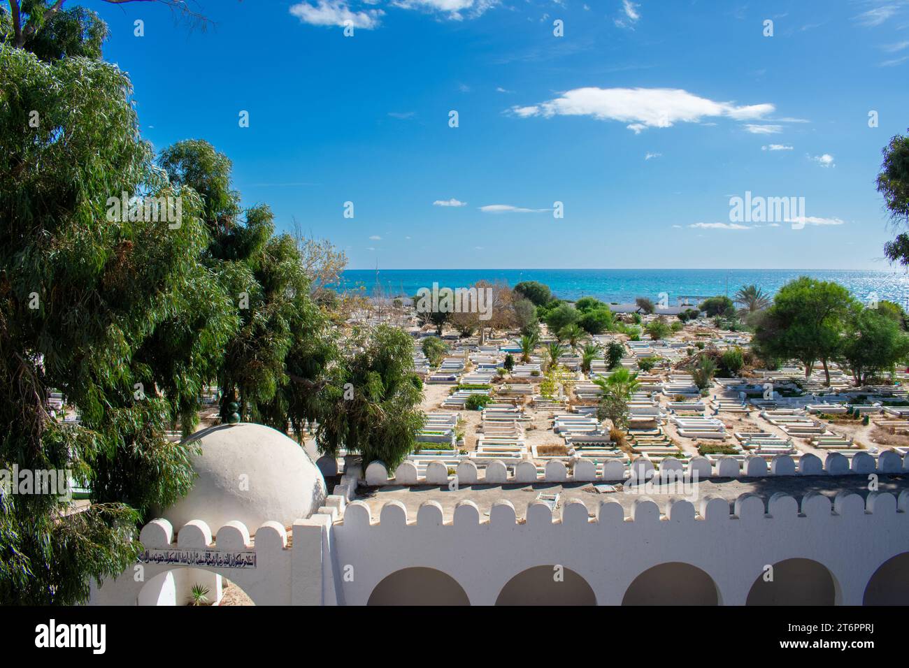 Ancient Muslim cemetery near old Town Medina in Hammamet, Tunisia Stock ...