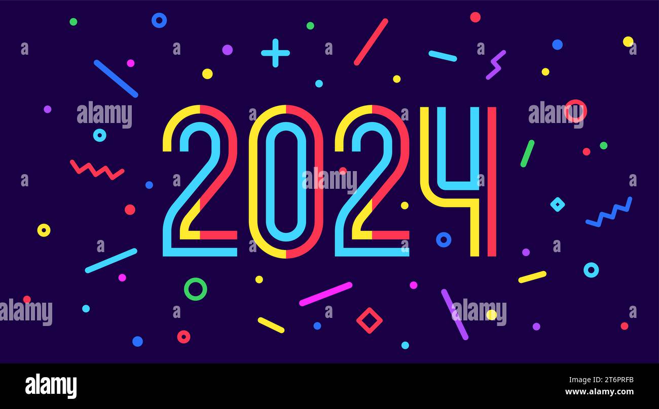 2024. Happy New Year. Greeting card with text Happy New Year 2024 ...