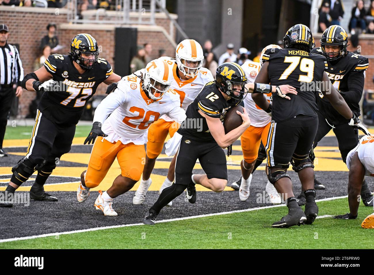 COLUMBIA, MO - NOVEMBER 11: Missouri Tigers quarterback Brady Cook (12 ...