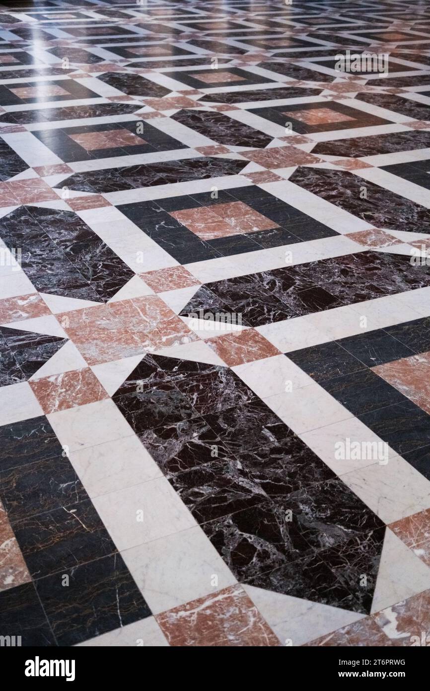 The marble floor of this room draws intricate geometric shapes Stock ...