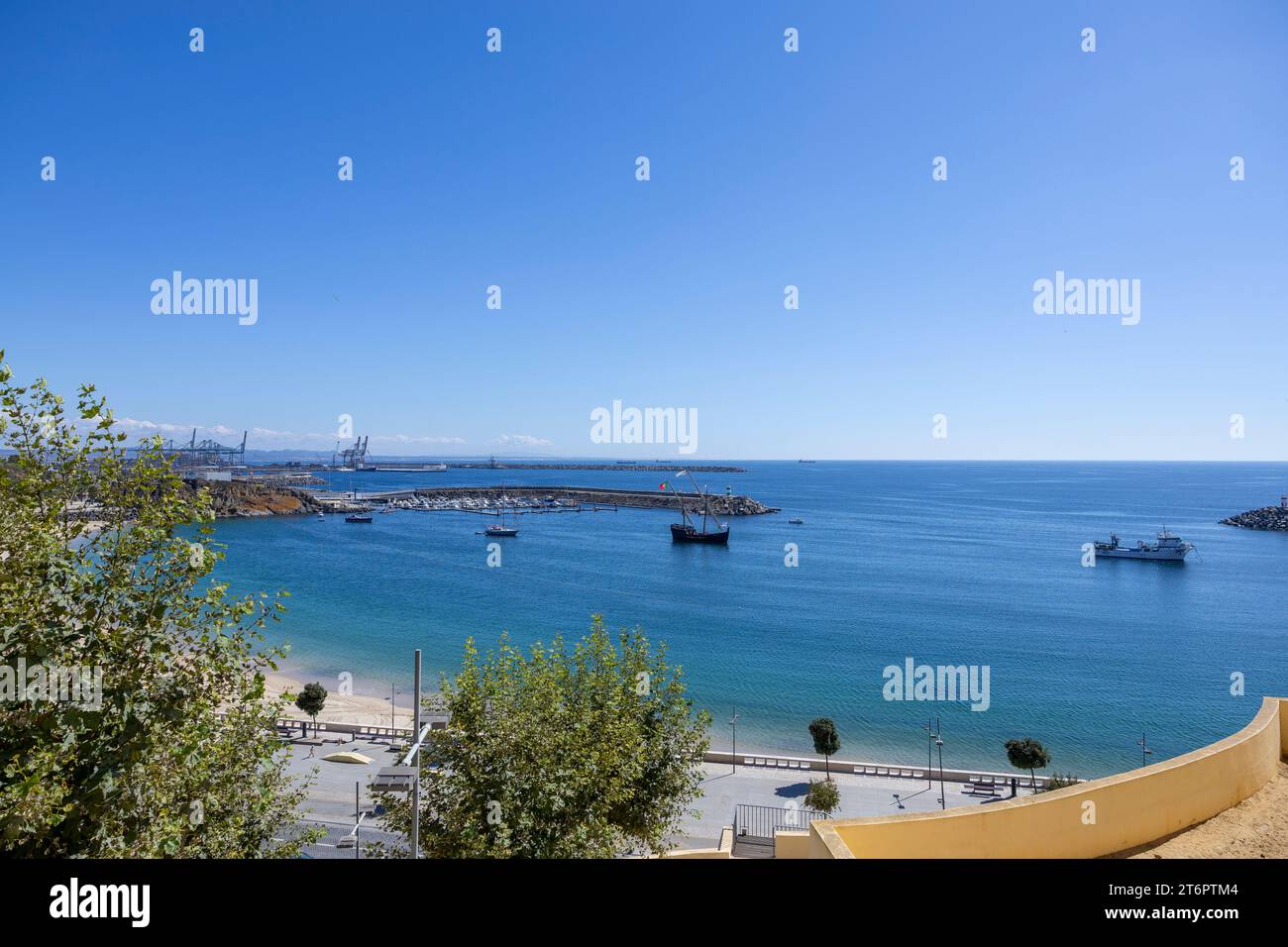 View to sines bay and port in the city of Sines on the South of ...