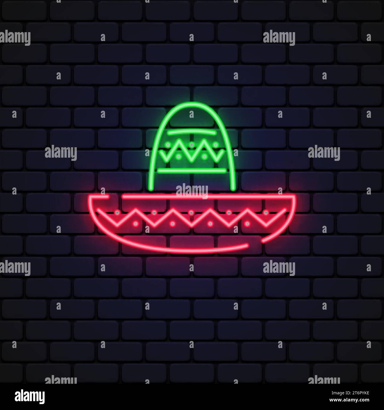 Colorful mexico hat neon on light background. Vector illustration Stock ...