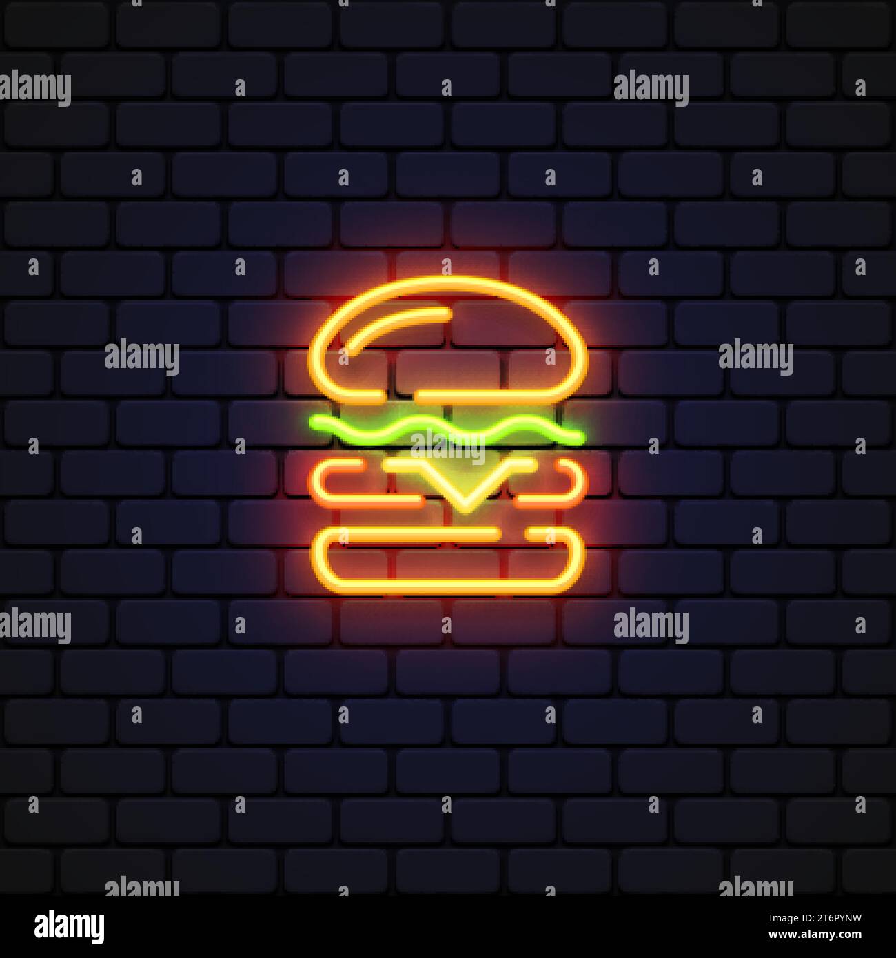 Burger neon icon on light background for decoration design. Vector ...